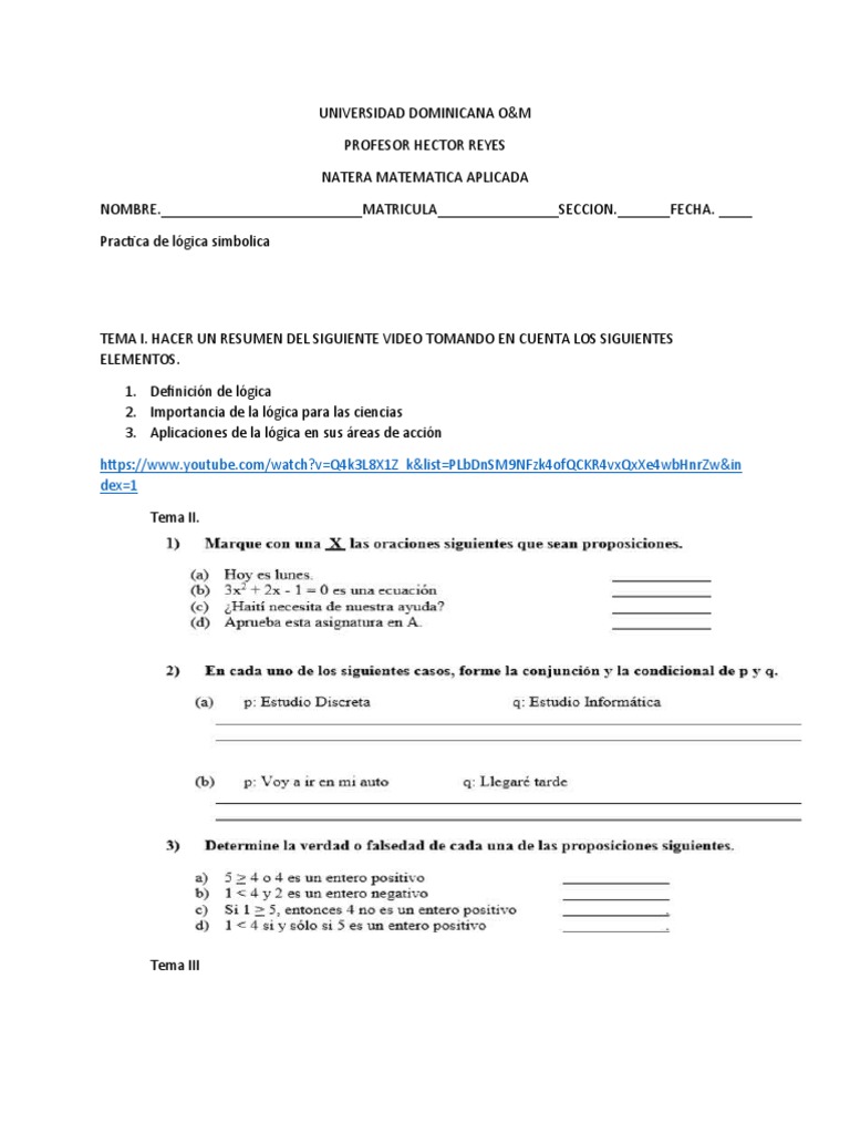 Practica de Logica | PDF | Proposición | Lógica
