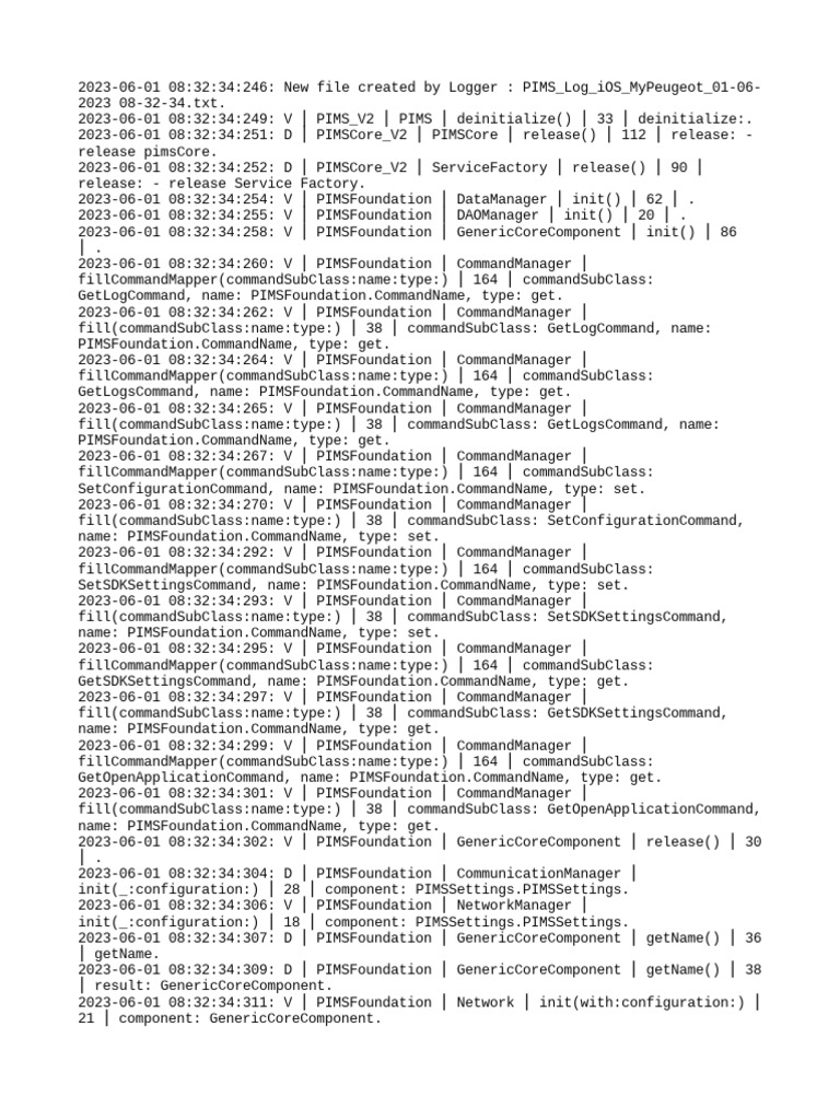 PIMS - Log - iOS - MyPeugeot - 01-06-2023 08-32-34 | PDF | Parameter (Computer Programming ...