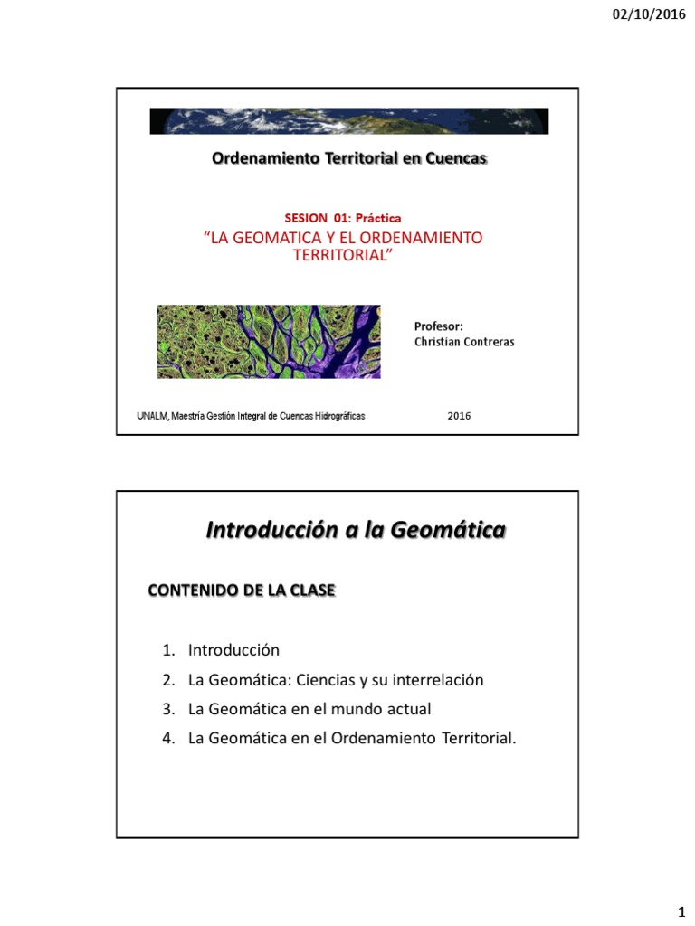 Tema 01 Geomatica OTC | PDF | Sistema de información geográfica | Geomática