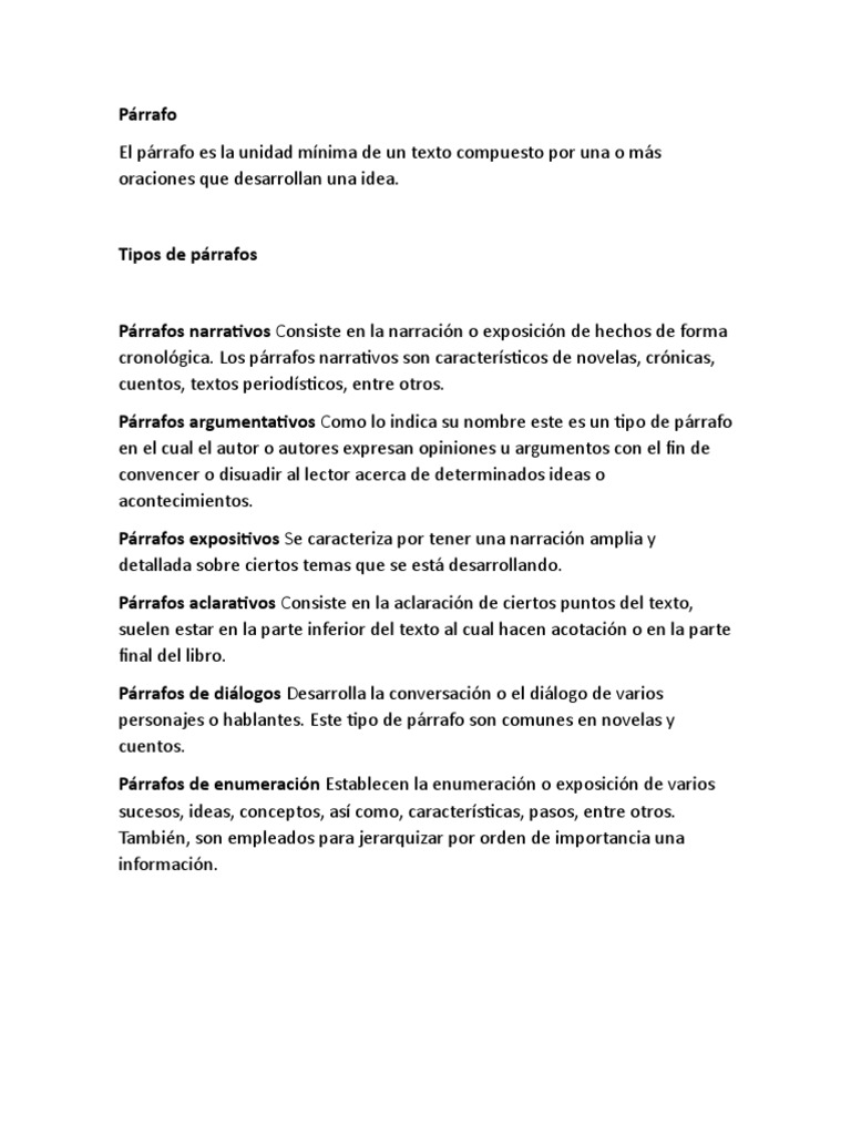 Tipos de Párrafos y sus Usos | PDF | Poesía | Clásicos