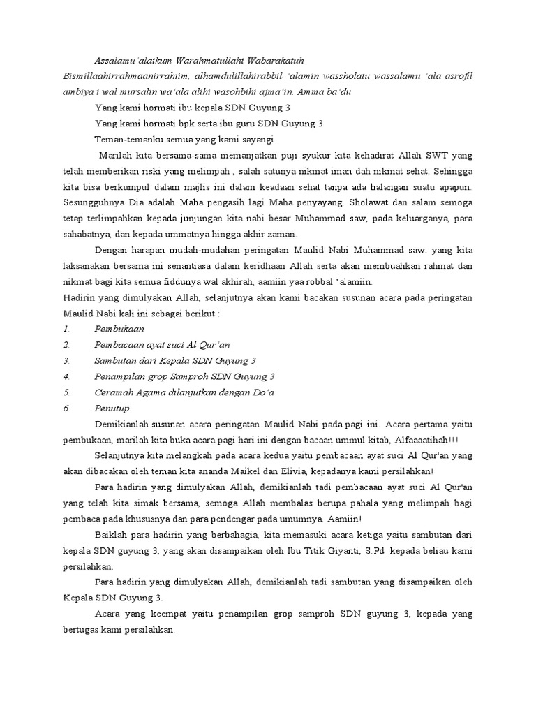 Teks MC Maulid Nabi | PDF