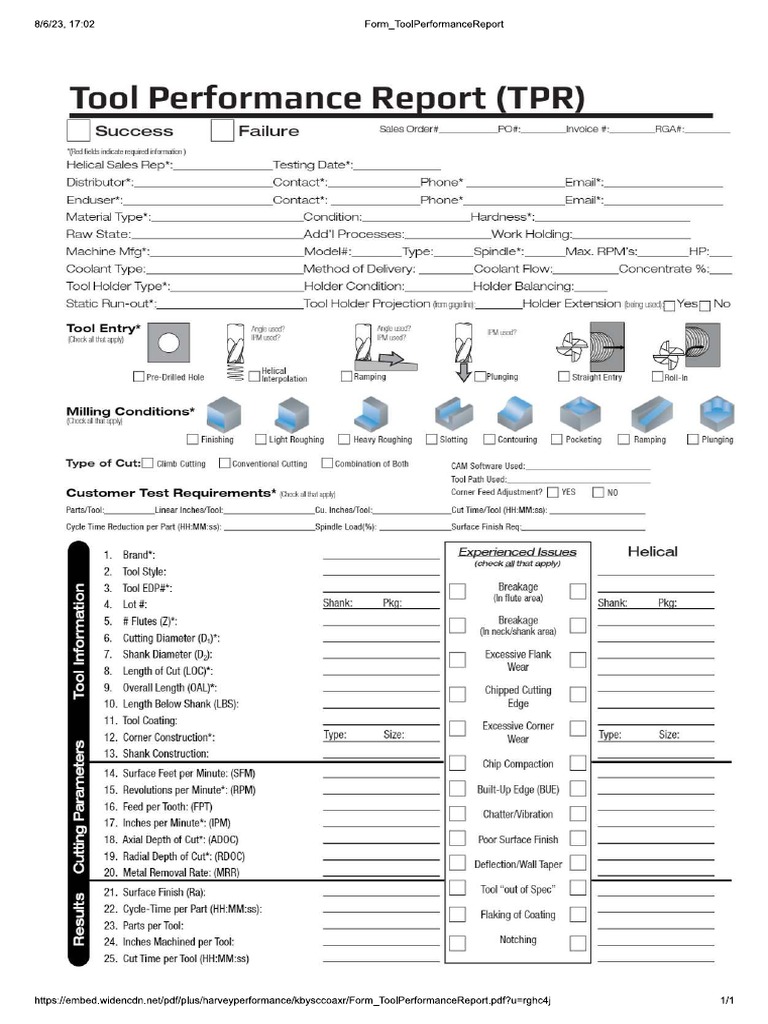 Tool Performance Report (TPR) | PDF