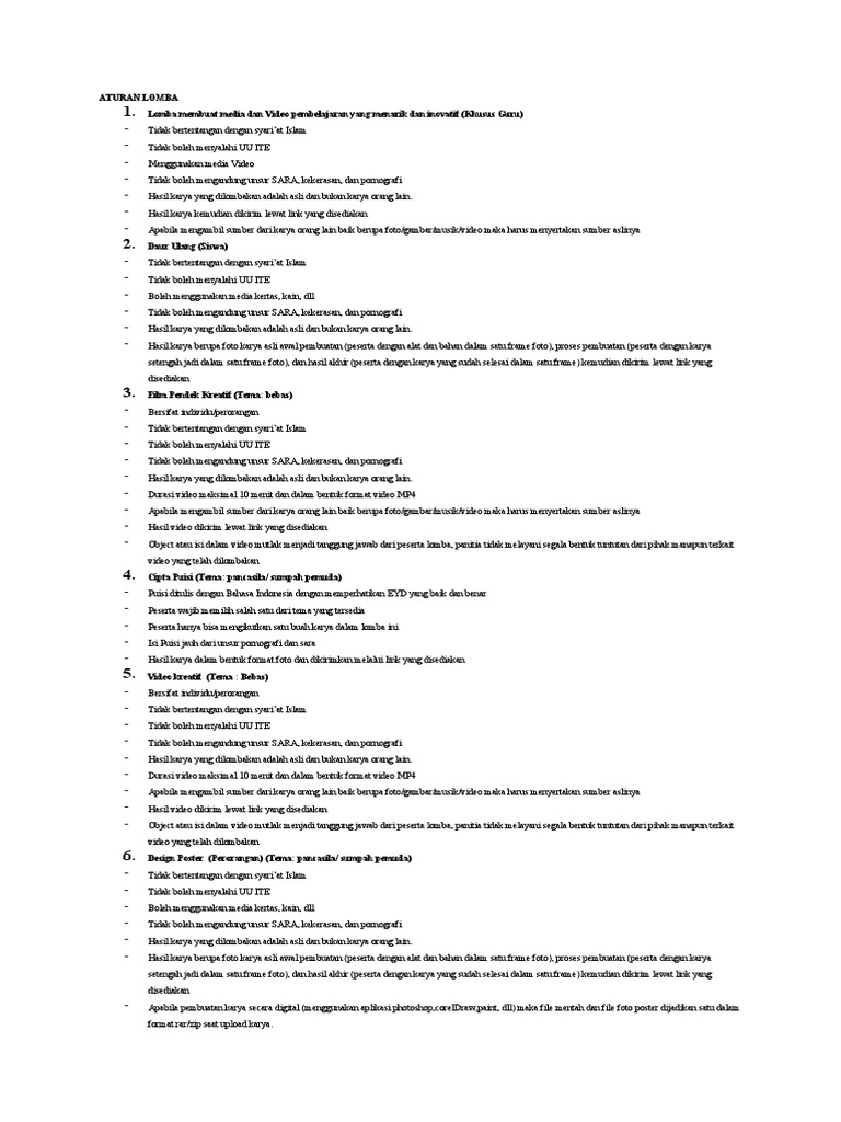 Aturan Lomba KTS | PDF