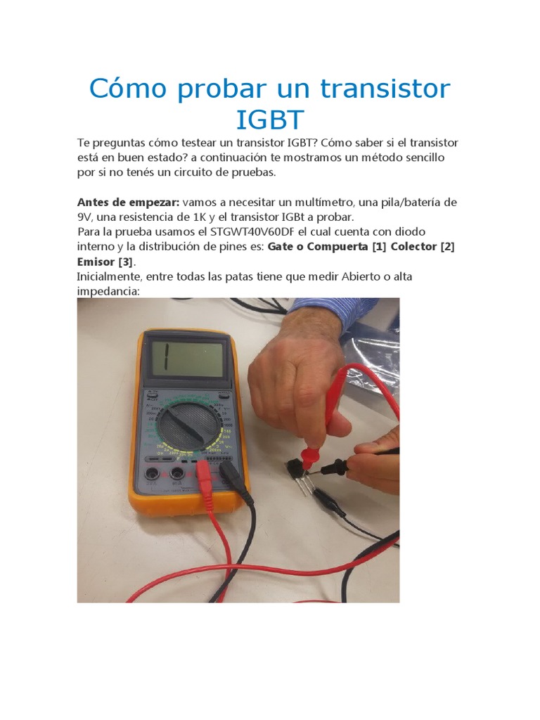 Cómo Probar Un Transistor IGBT | PDF | Transistor | Diodo