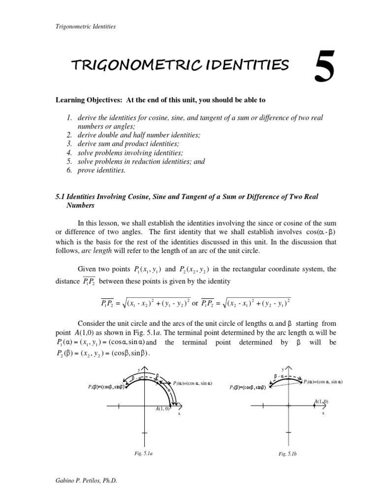 Unit 5 (Trigonometric Identities) | PDF | Trigonometric Functions ...