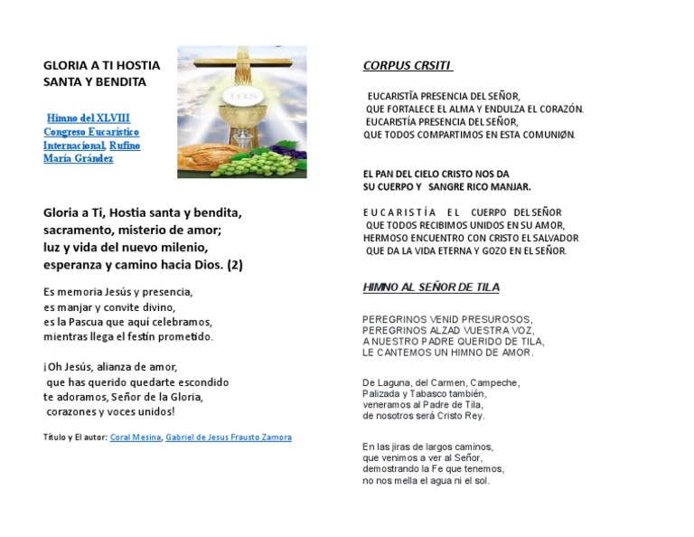 Gloria A Ti Hostia Santa y Bendita | PDF | eucaristía | Teología sistemática