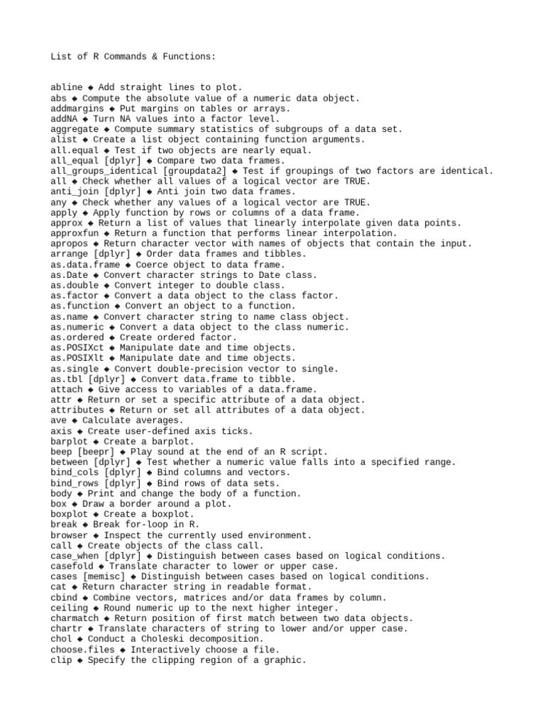 Listado Funciones R | PDF