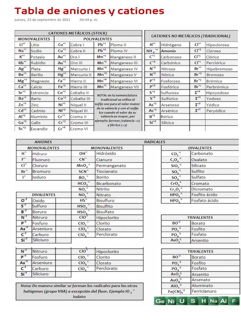 Aniones y Cationes | PDF