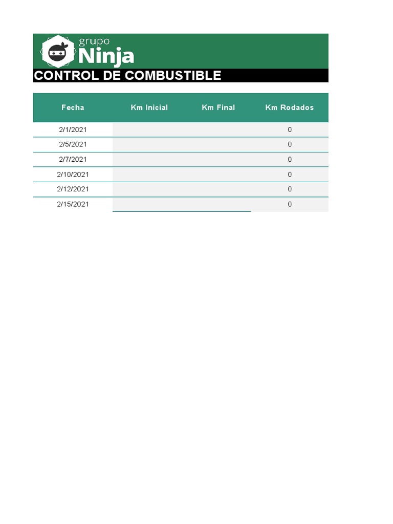 Plantilla de Control de Combustible en Excel | PDF