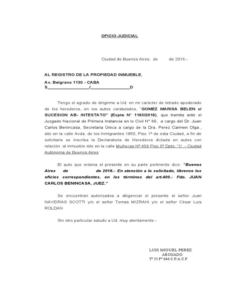 23 - (Testimonio ¿) Oficio Registro de La Propiedad Inmueble de Capital ... 23 - (Testimonio ¿) Oficio Registro de La Propiedad Inmueble de Capital ...