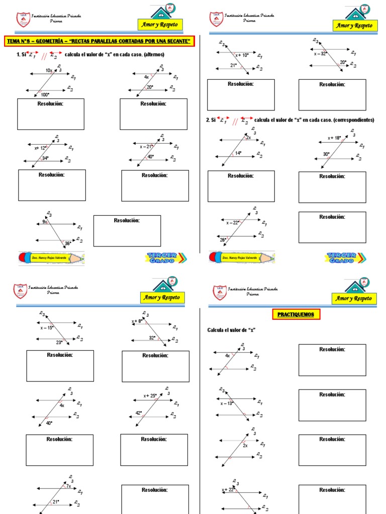Tema 8 - Refuerzo Rectas Paralelas Cortadas Por Una Secante | PDF | Geometría