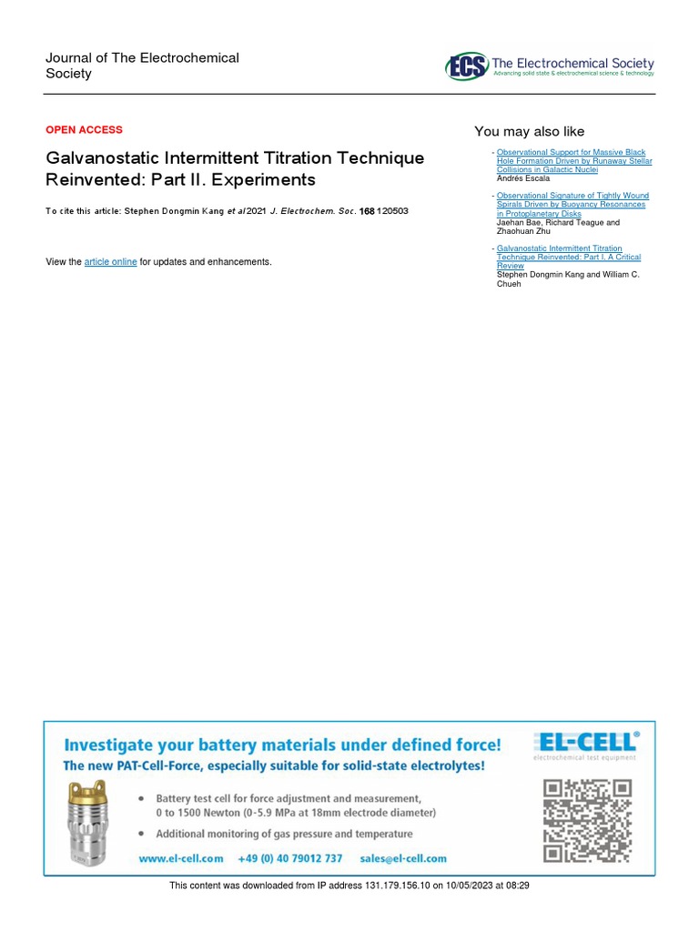 GITT Technique: Experimental Insights | PDF | Diffusion | Electrical ...