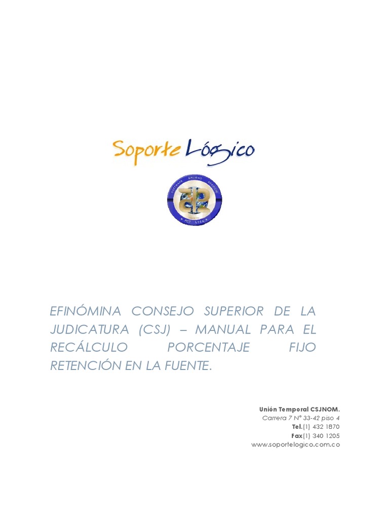 Manual Funcional Recalculo Porcentaje Retención en La Fuente ...