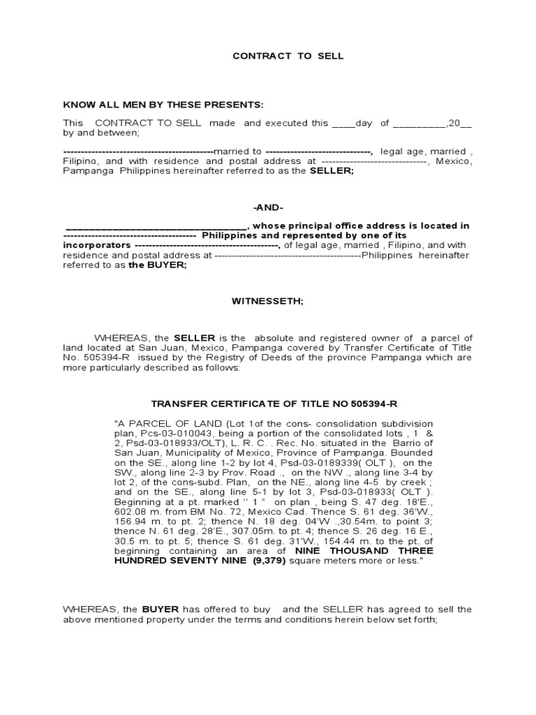 Contract To Sell - Villa | PDF | Payments | Sales