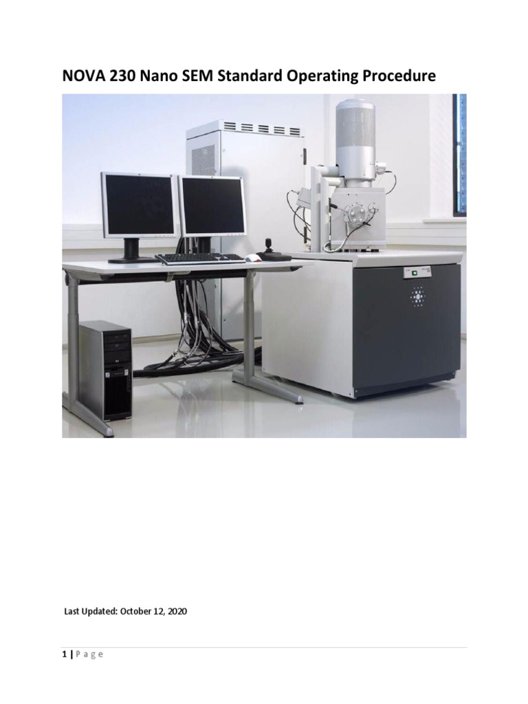 SOP - SEM - Nova 230 | PDF | Scanning Electron Microscope | Electron ...