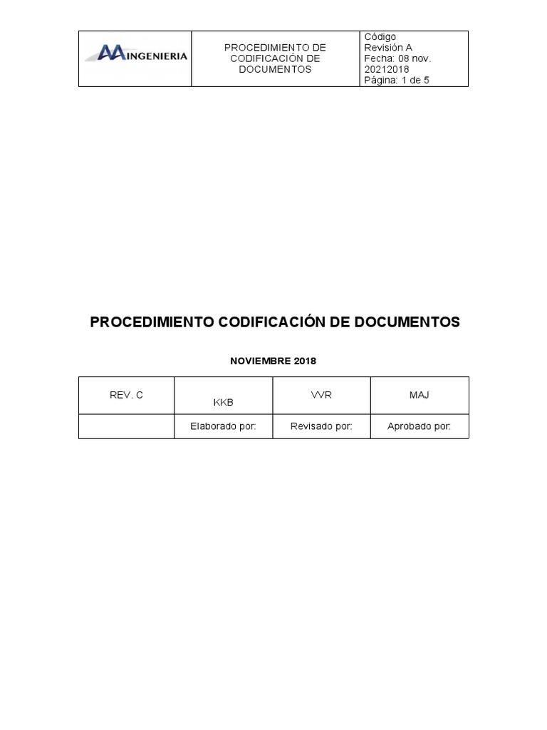 Procedimiento Codificación de Documentos AAIng Rev B | PDF | Ciencias ...