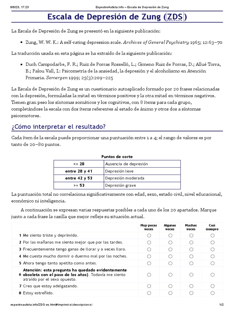 EspectroAutista - Info - Escala de Depresión de Zung | Descargar gratis ...