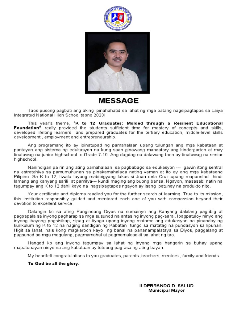 K To 12 Mensahe LCE | PDF