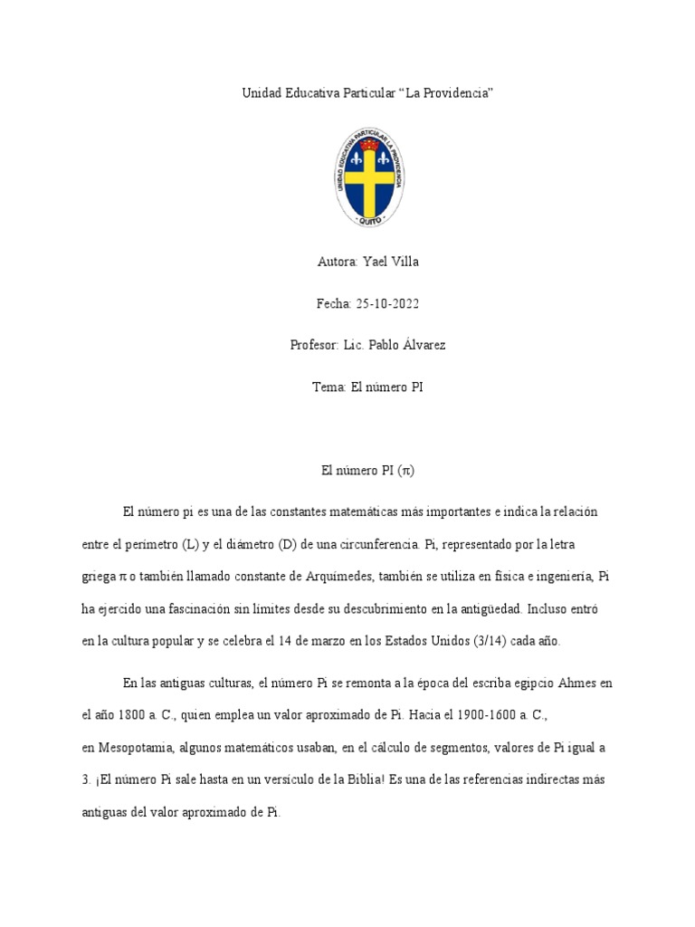 Historia y usos del número Pi | PDF | Pi | Matemática Elemental