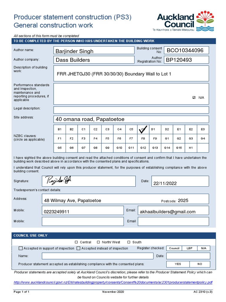 PS3 Producer Statement for Building Work | PDF | Chess | Chess Theory