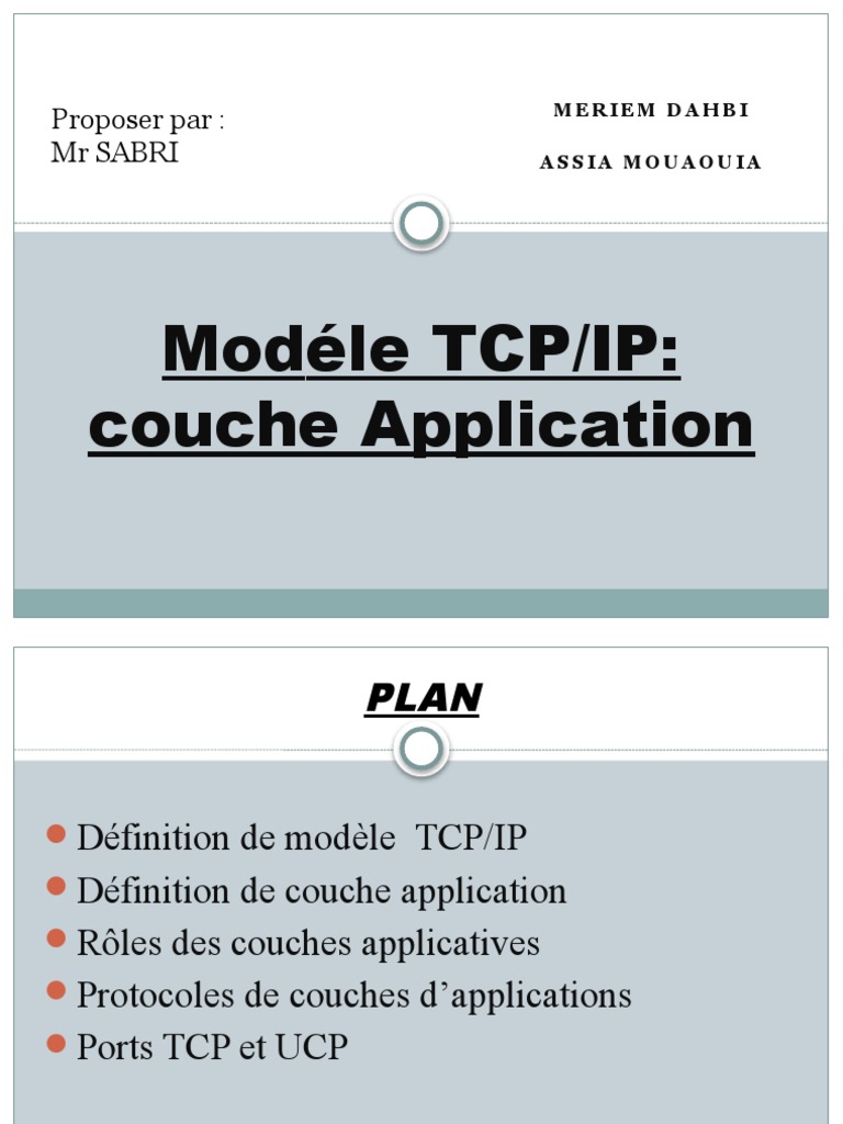 Modéle TCP/IP: Couche Application: Proposer Par: MR Sabri | PDF | Suite ...