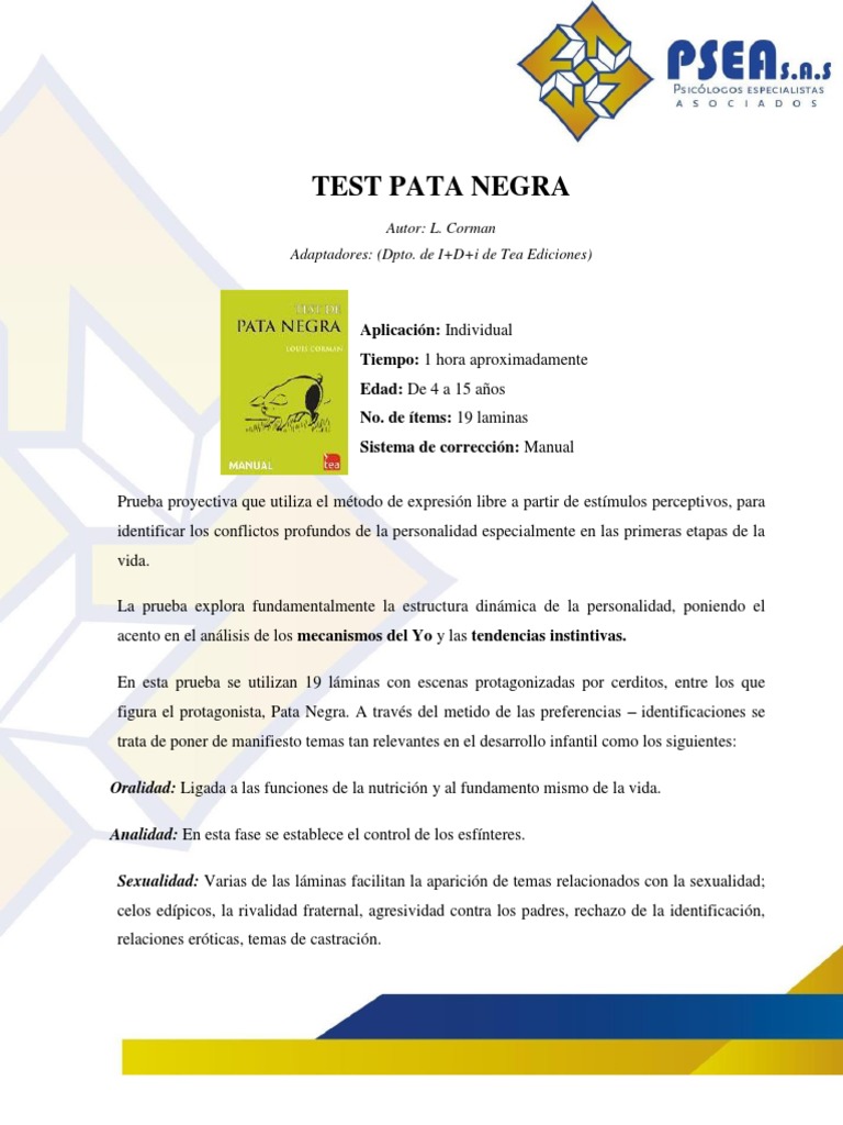 Test Pata Negra | PDF | Ciencias del comportamiento | Conceptos ...