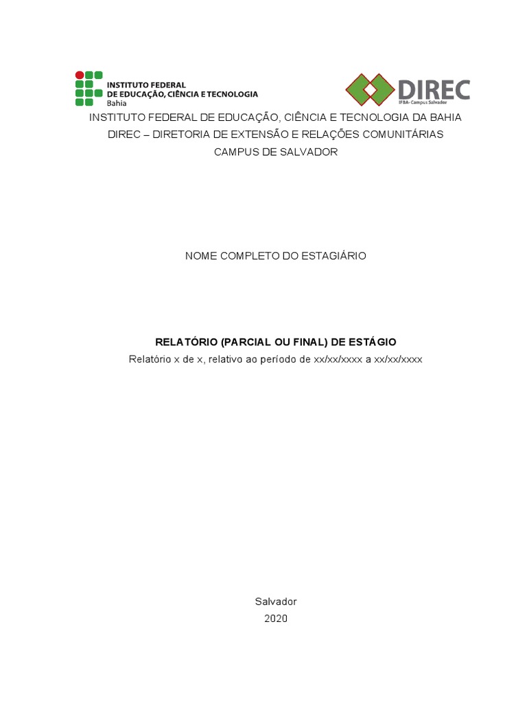 Formulario Relatorio de Estagio | PDF | Ciência cognitiva