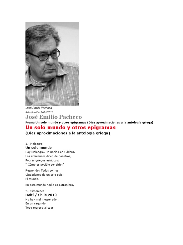 Simonides: Tiempo y Vida en Pacheco | PDF | Poesía | Libros para ...