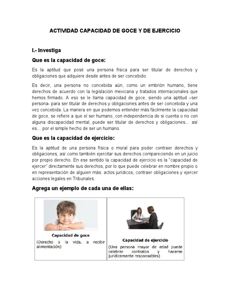 Actividad Capacidad de Goce y de Ejercicio | PDF