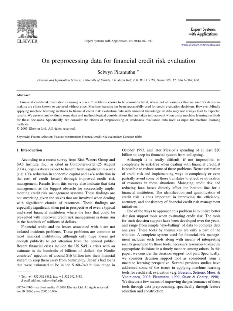Financial Credit Risk Preprocessing | PDF | Statistical Classification ...
