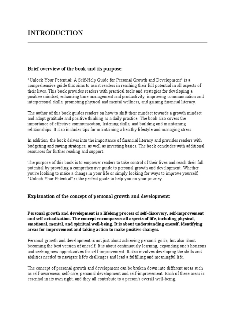 Unlock Your Potential A Self Help Guide For Personal Growth and ...