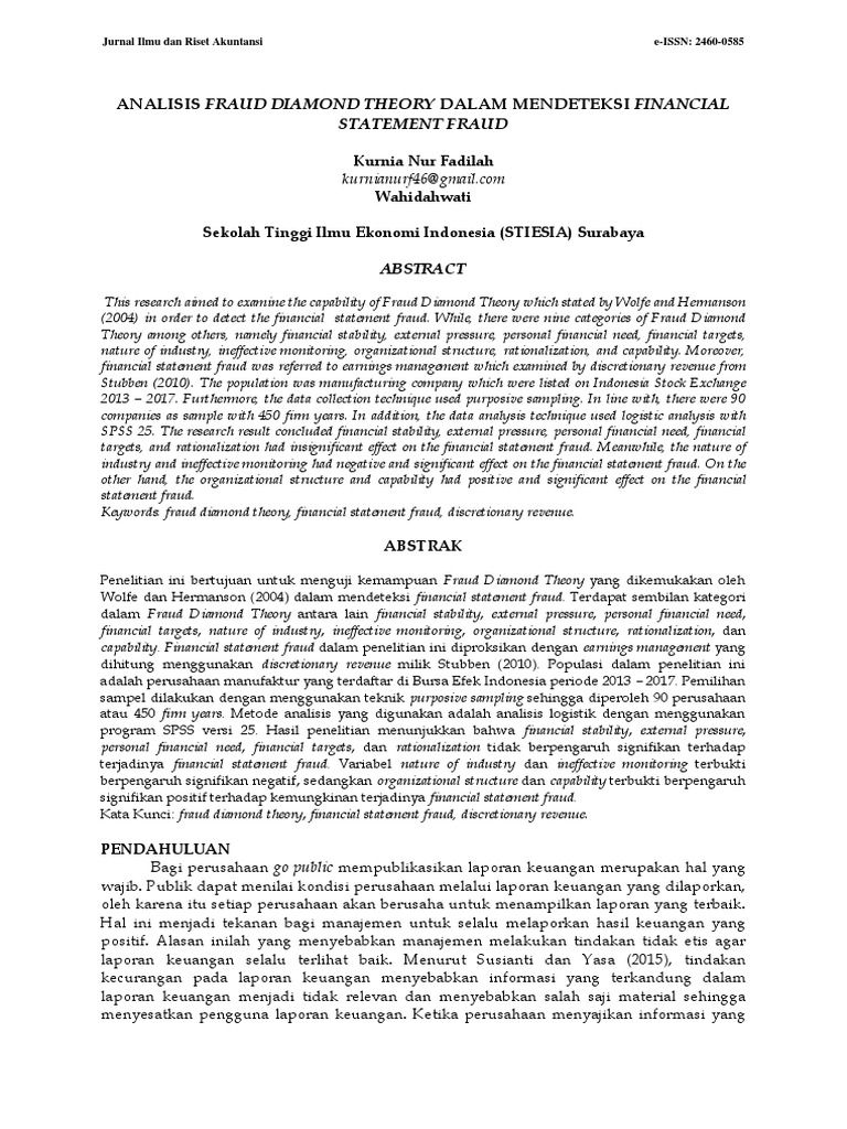 Fraud Diamond 1 Pdf Corporate Law Business