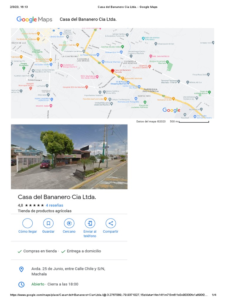 Casa Del Bananero CIA Ltda. - Google Maps | PDF