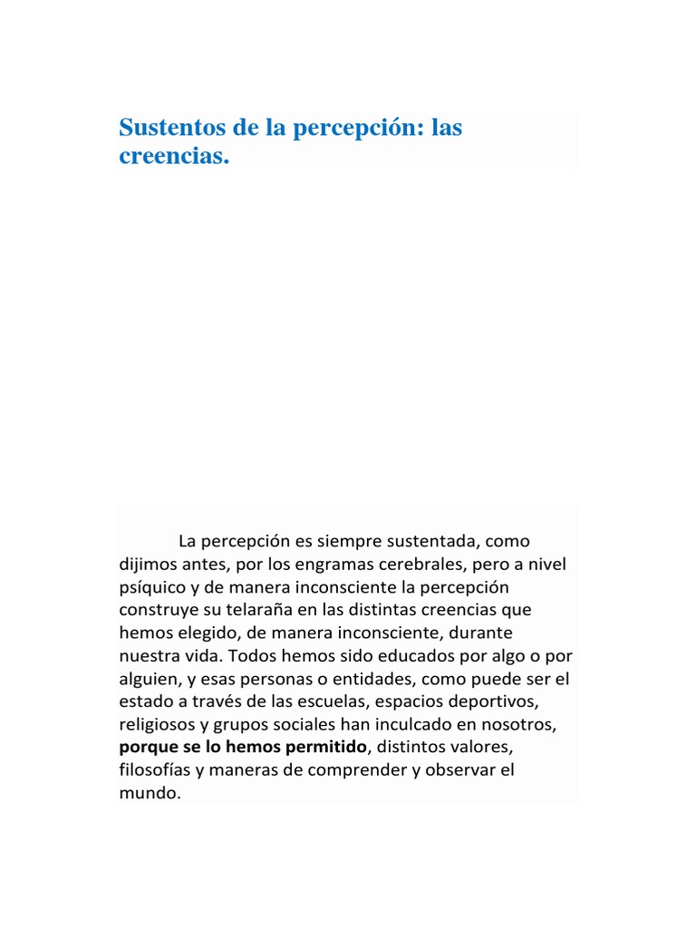 La Percepción - Autogestión Emocional | PDF