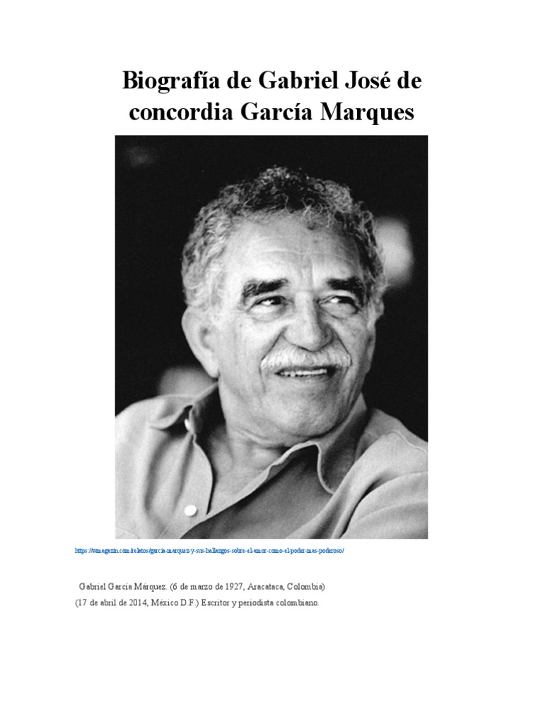 Biografía de Gabriel José de Concordia García Marques | PDF | Ficción ...