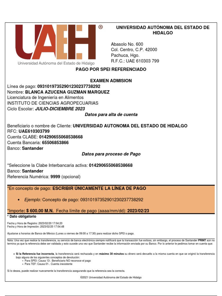 Datos de Pago SPEI | PDF | Economias | Tecnología bancaria