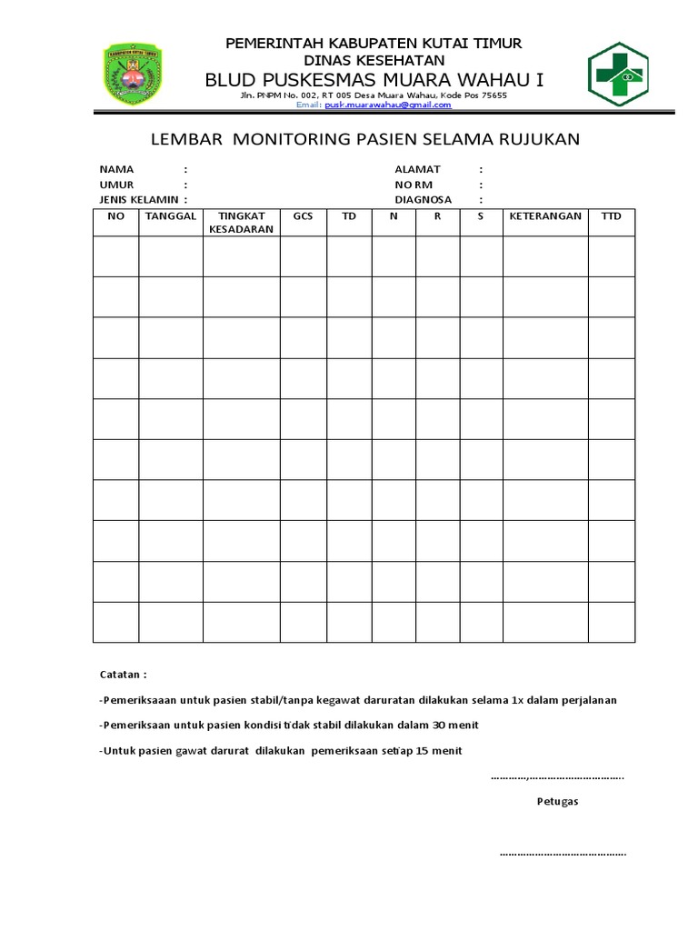LEMBAR MONITORING PASIEN SELAMA RUJUKAN | PDF