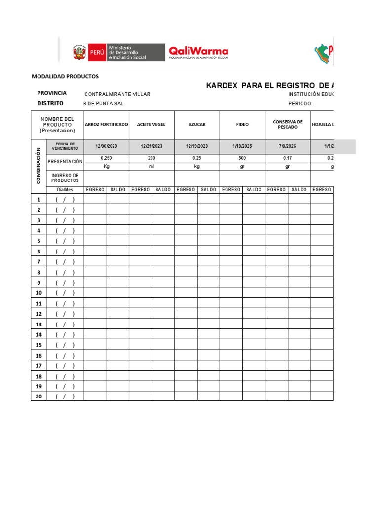 Formato de Kardex 2023 | PDF