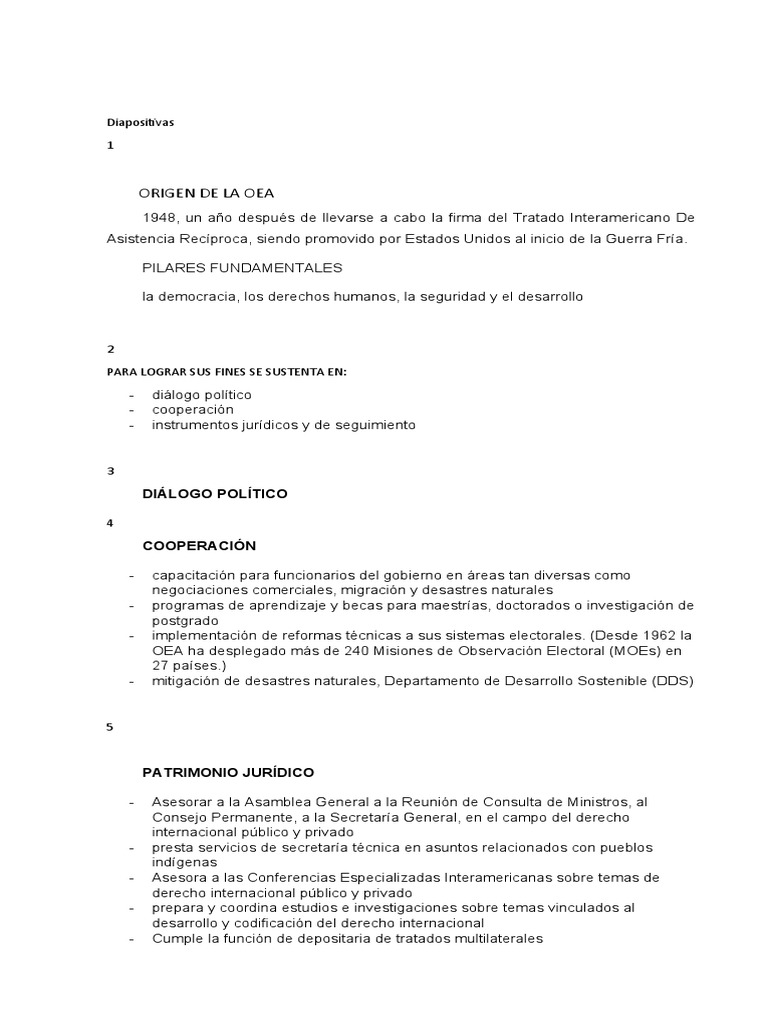 Diapositivas Oea | PDF | Gobierno | Relaciones Internacionales