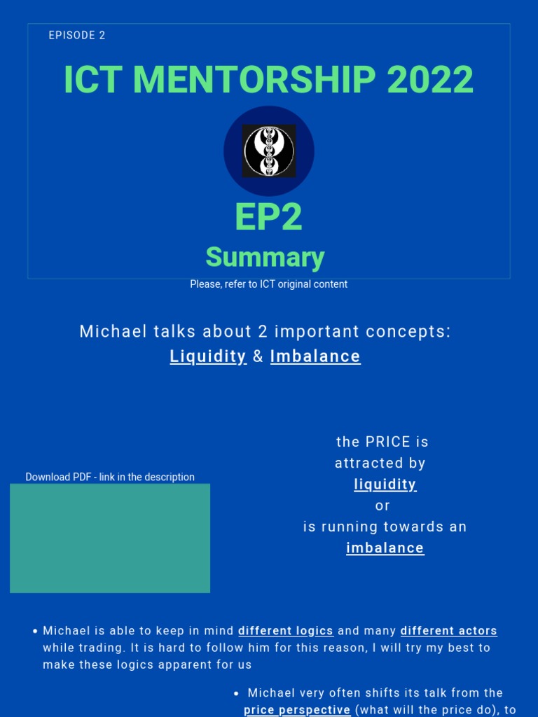 ICT-Mentorship-EP2-Summary | PDF | Order (Exchange) | Market Liquidity