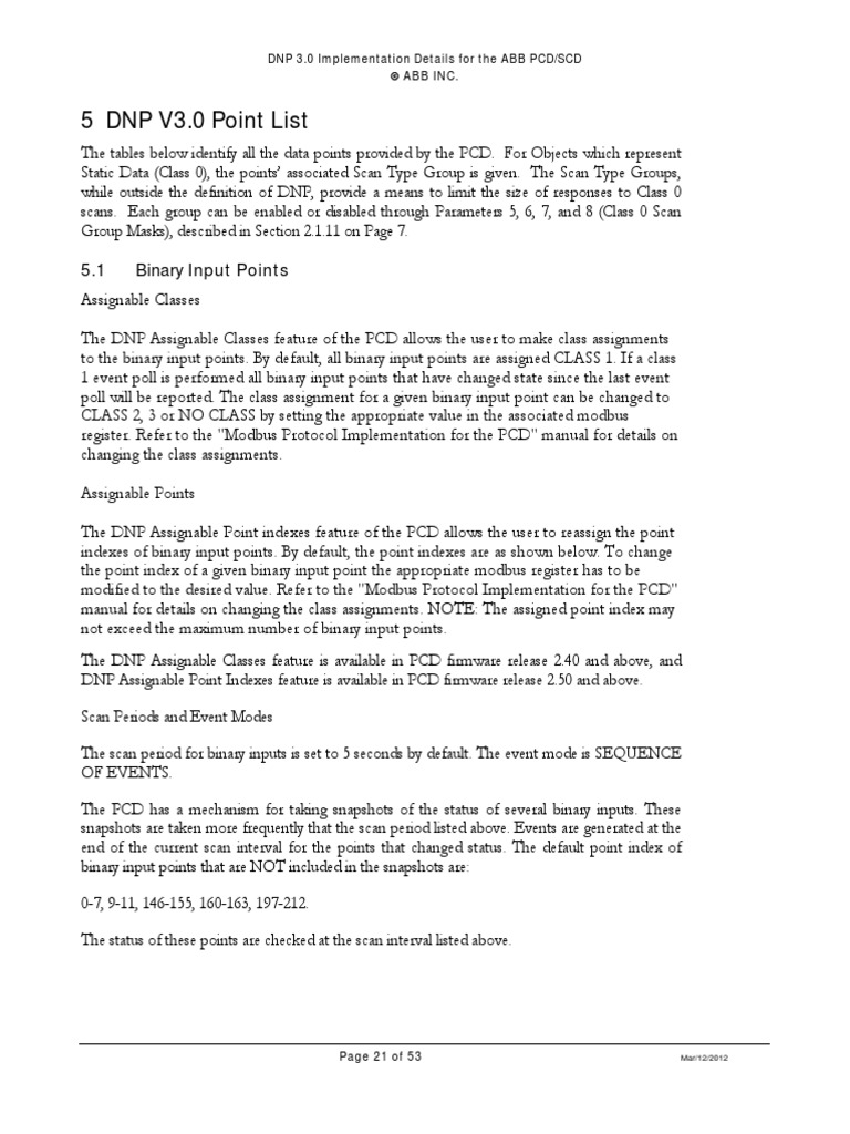 PCD DNP Implementation V391 - 27-1 | PDF | Relay | Electrical Engineering