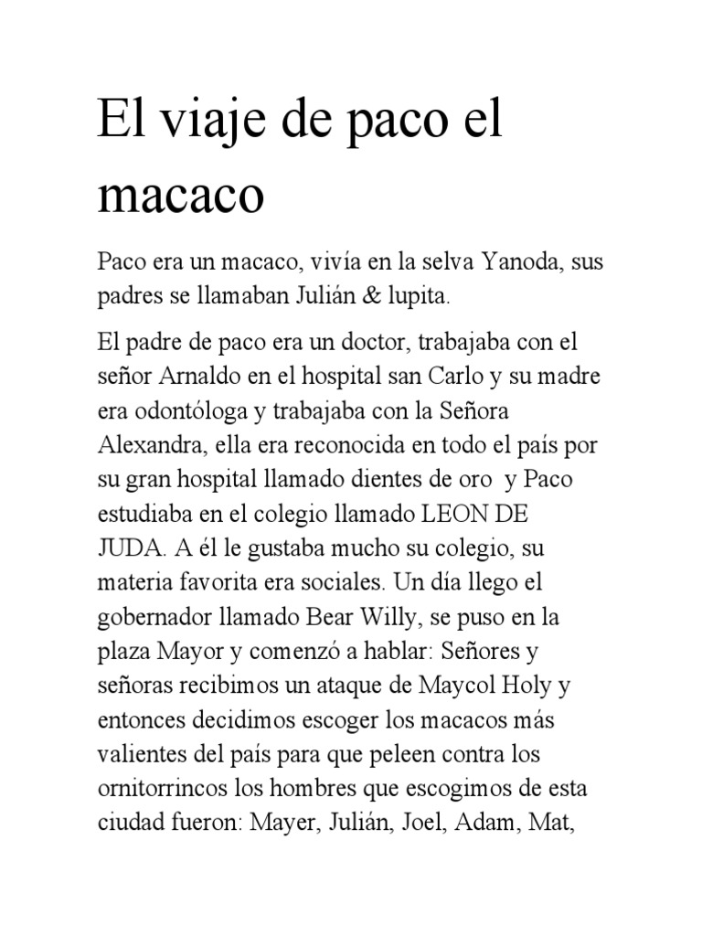 El Viaje de Paco El Macaco SMC | PDF