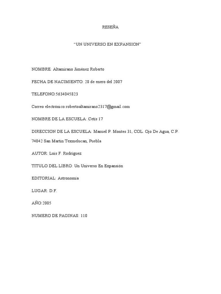 RESEÑA Un Univers en Expansion Raj | PDF | Tierra | Sistema solar