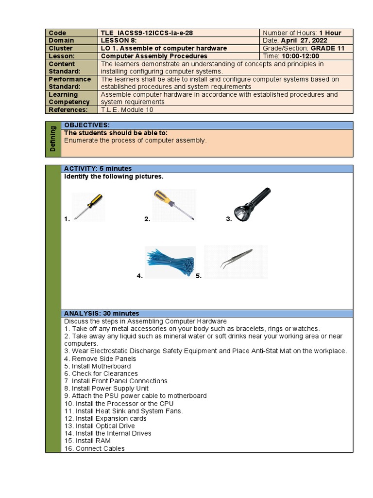 4-A Assembly of Computer | PDF | Electrostatic Discharge | Computer ...