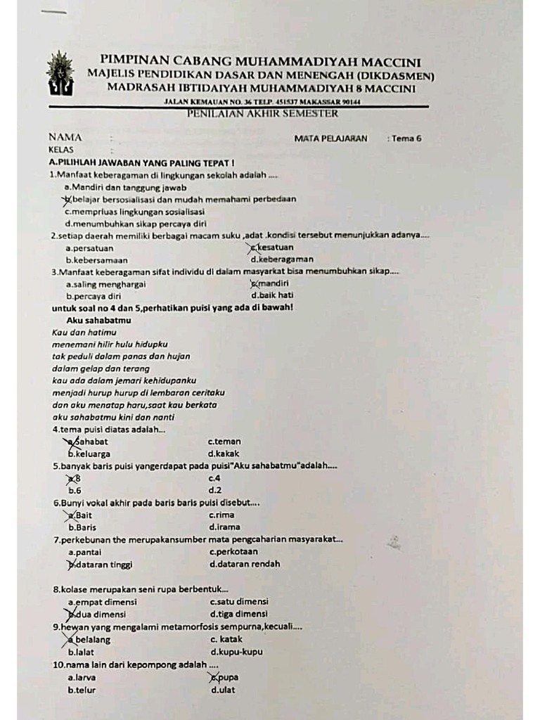 Contoh kertas ujian nafisa | PDF