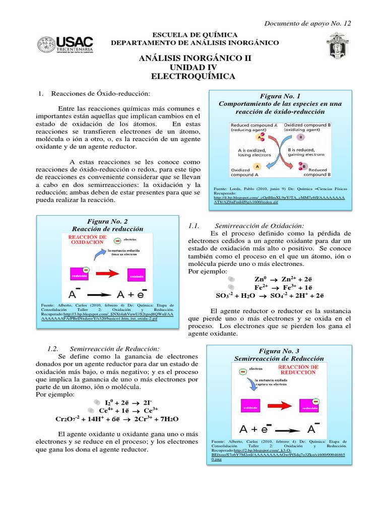 Documento de Apoyo No. 12 Electroquímica | PDF | Redox | Energía libre de Gibbs