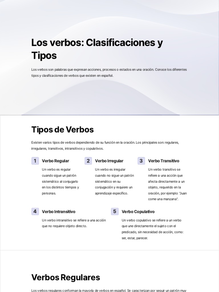 Los Verbos Clasificaciones y Tipos | PDF | Verbo | Unidades Semánticas