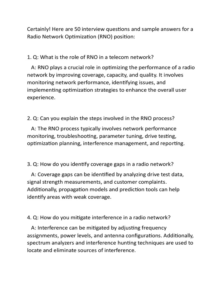 RNO Questions Answers | PDF | Computer Network | Program Optimization