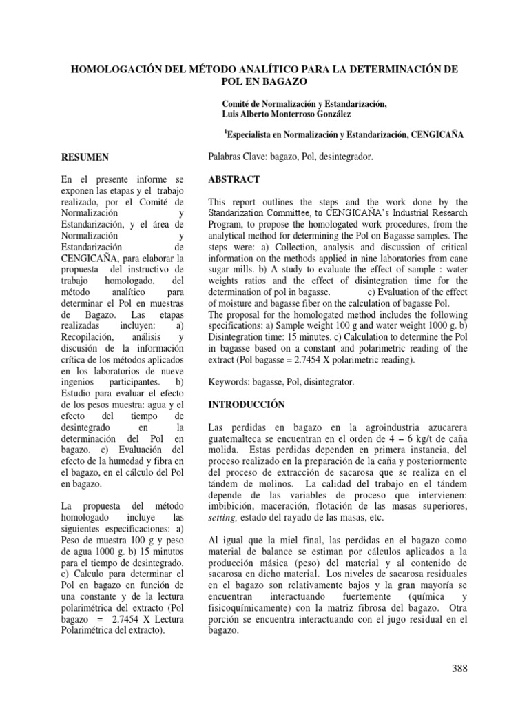 Bagazo | PDF | Ecuaciones | Agua