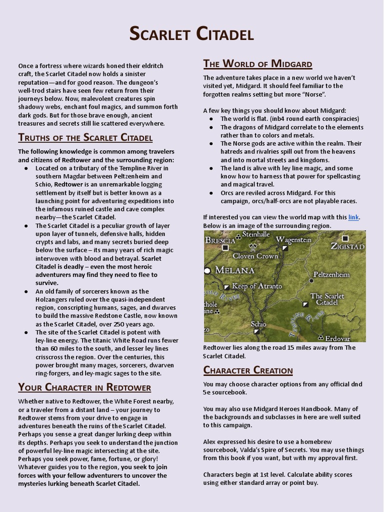 Scarlet Citadel Player Guide | PDF | Dwarf (Dungeons & Dragons) | Fantasy
